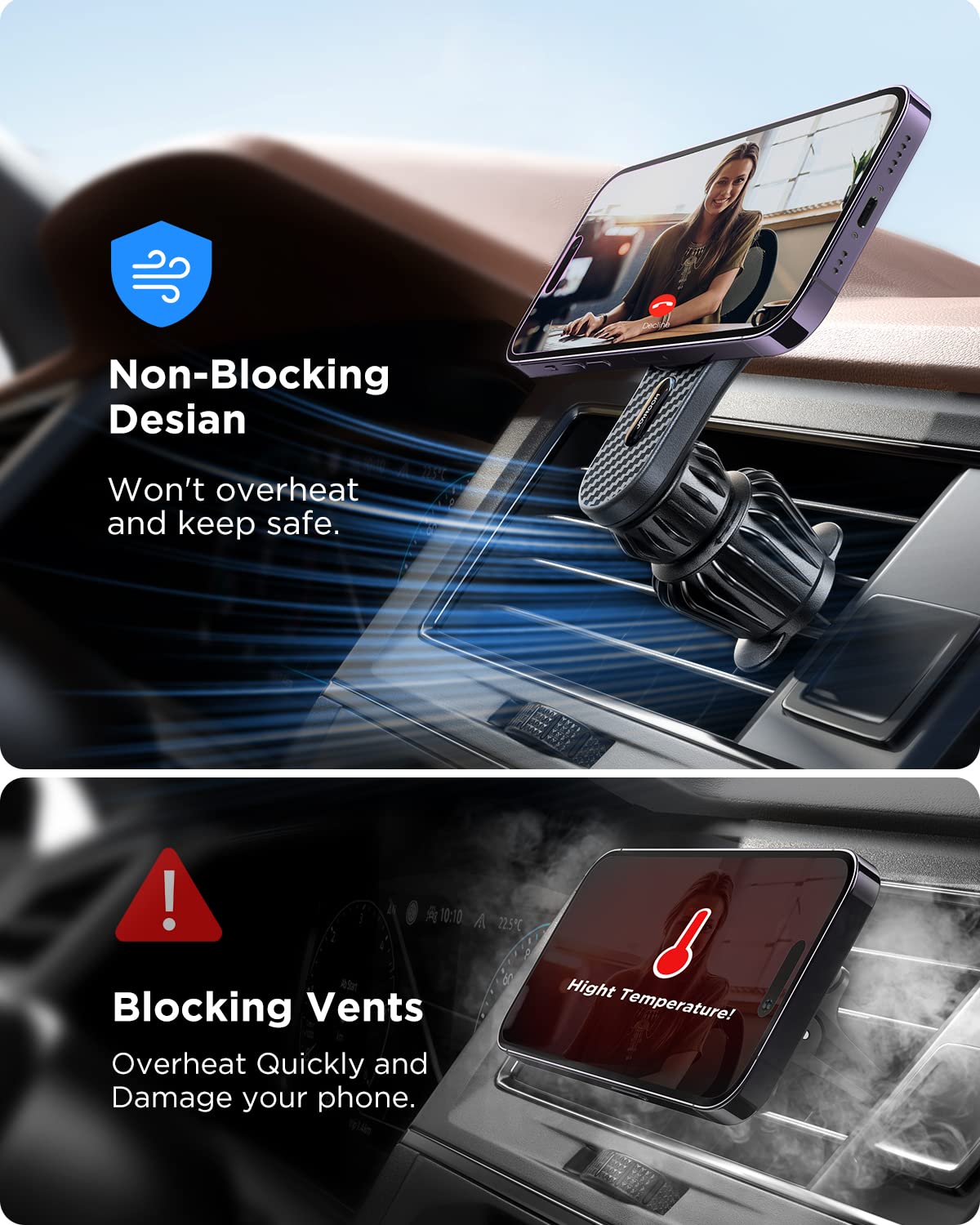 JOYROOM Fits for MagSafe Car Mount, [20 Strong Magnets] Magnetic Car Phone Holder Mount, [Easily Install&Never Blocking Vent] Magnetic Phone Mount for Car for iPhone 15 Pro Plus 14 13 12 MagSafe Case