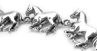 Heavy Horses Sterling Silver HORSE Link Bracelet