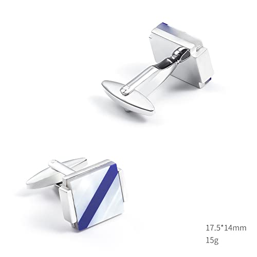 Men's tie Clip Cufflinks White Square Shell Zircon Metal Cufflinks Men's French Cuff Button Cufflinks