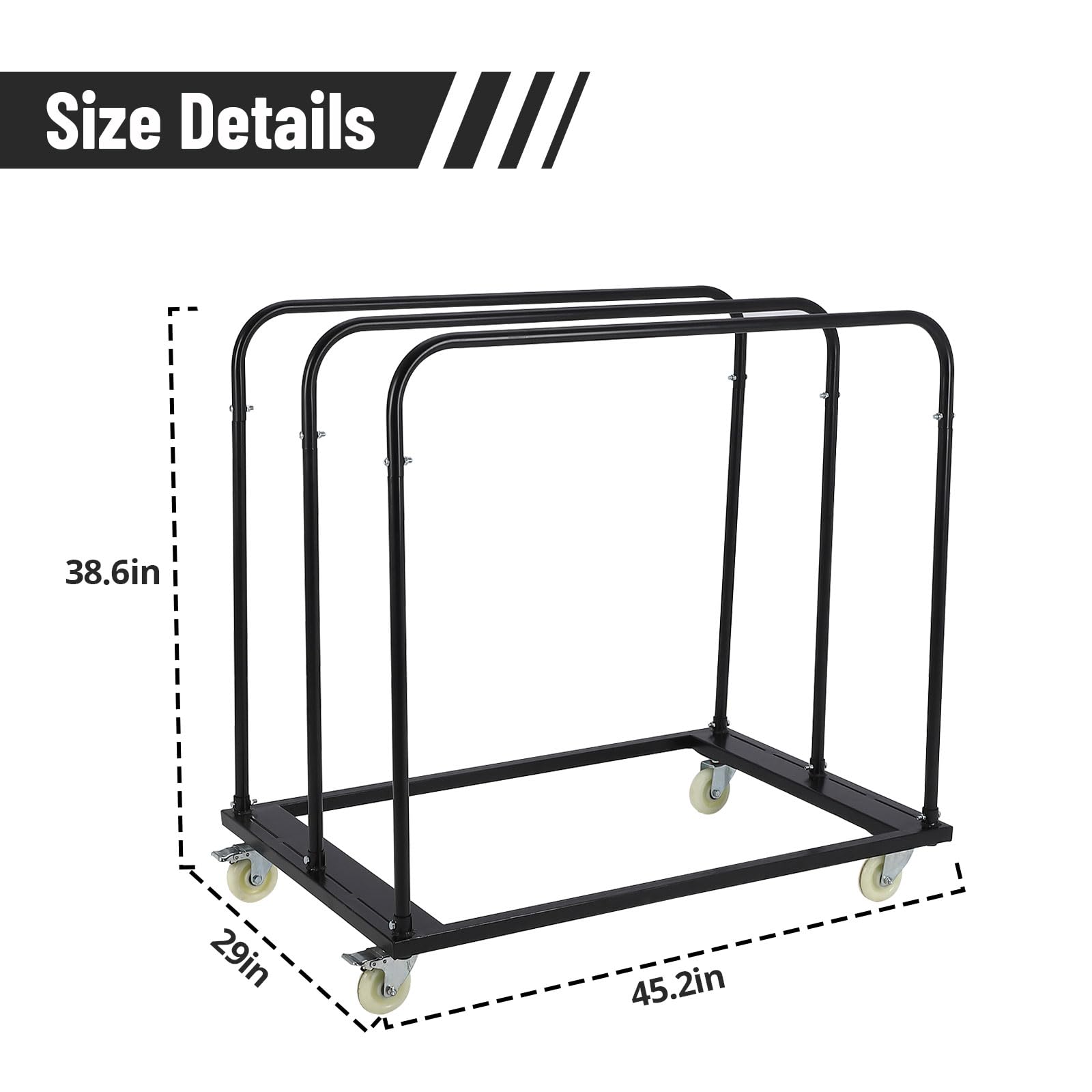 Steel Panel Truck, 1500 LBS Panel Dolly Cart with 5" Swivel Casters and 45" x 29" Deck, Heavy-Duty Drywall Sheet Cart, Handling Wall Panel, Sheetrock, Lumber for Garage, Home, Warehouse