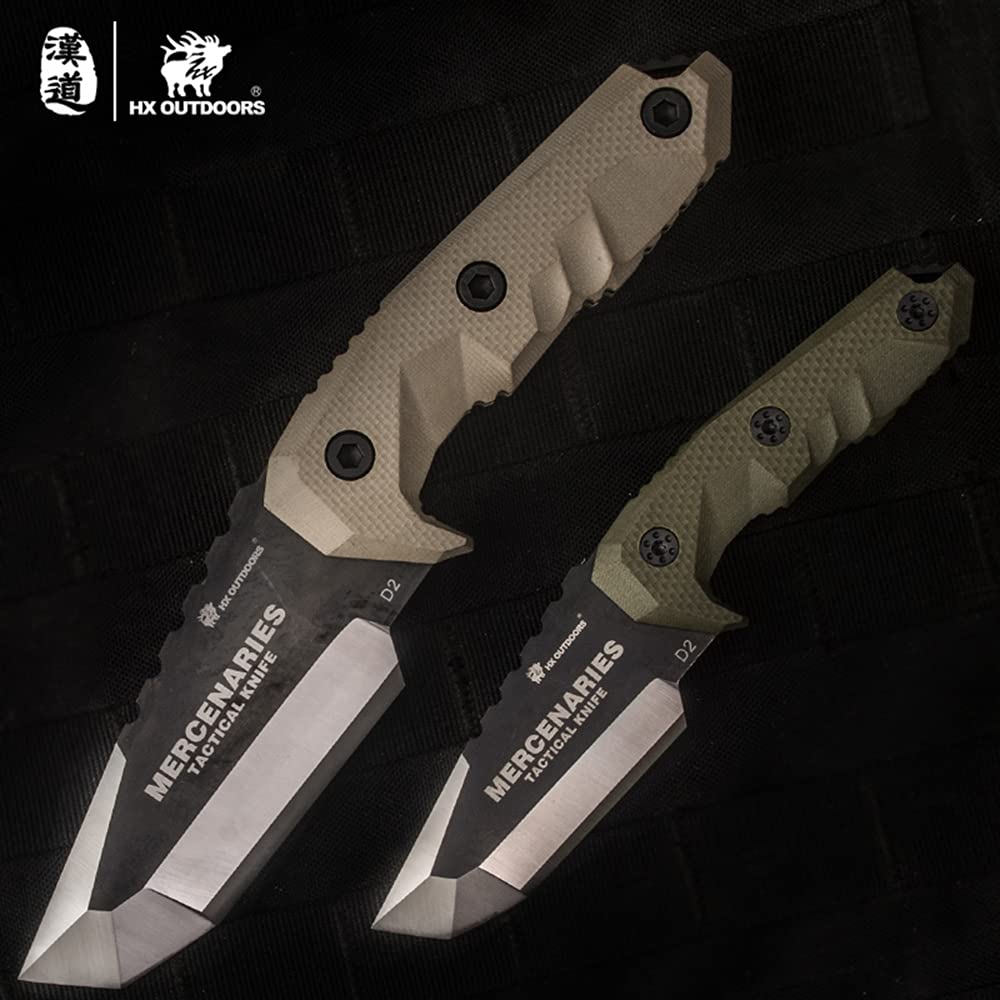 HX OUTDOORS - Small fixed blade Tanto knives with Kydex sheath made D2 Steel and G10 Handle