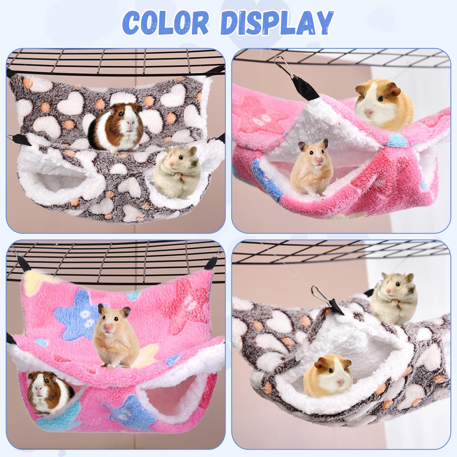 Jspupifip 8 Pcs Guinea Pig Rat Hammock Hanging Hammock Bunkbed Toys Accessories for Small Animals Guinea Hamster Parrot Rat Mice Chinchilla Flying Squirrel Hideout Soft Double Layer