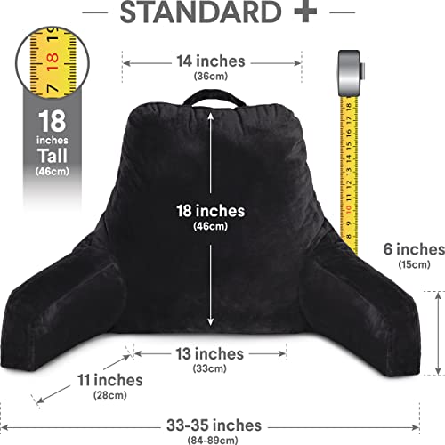 Husband Pillow Combo - Backrest Pillow with Arms : Standard Black & Foldable Laptop Tray : Gray - Memory Foam Reading Pillows for Bed & Laptop Bed Tray Table