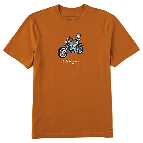 Life is Good. Men's Motorcycle Jake Crusher Tee, Coffee Brown
