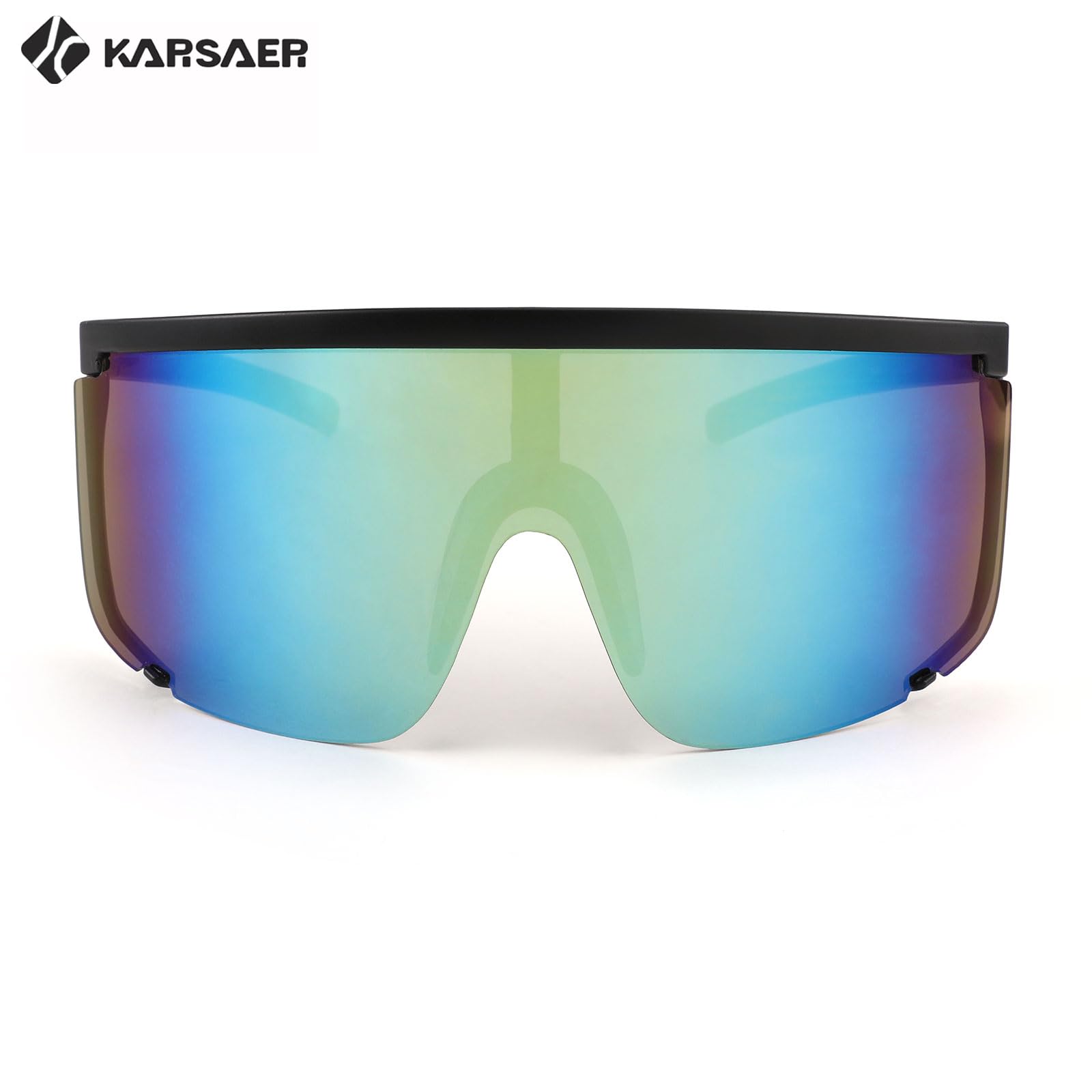 Karsaer Vision Shield Sunglasses for Men Women Oversized Neon 80s 96s Visor Shades Sports Style Outdoor Cycling Ski