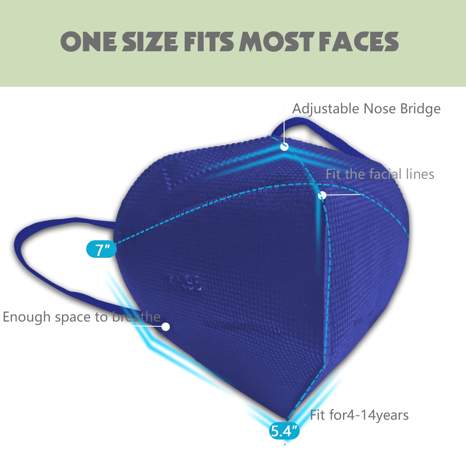 KN95 Face Mask For Adult ,60Pc Disposable 5-Ply Breathable and Comfortable Safety Mask with Elastic Ear loop&Nose Bridge Clip