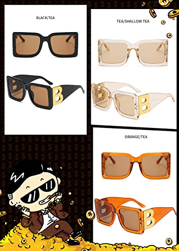 NLEYANB 3 Pieces Oversized Square Big B Designer Trend Sunglasses for Women Men UV400