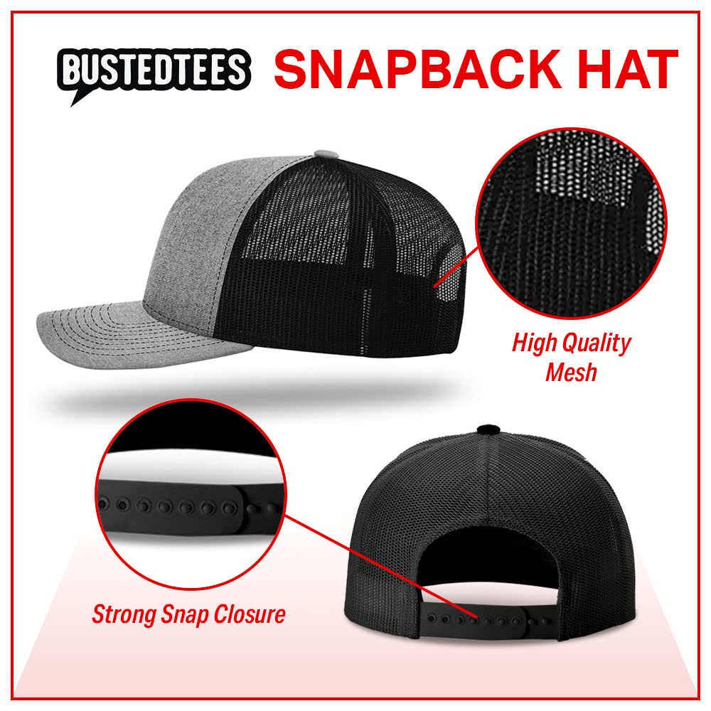 Imperial Officer - Cotton Snapback Hat - Breathable Mesh Side for Casual Wear & Outdoor Activities - Baseball Cap Women and Men (Heather Front/Black Mesh)