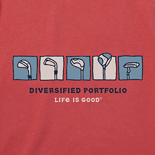 Life is Good. Men's Diversified Portfolio Golf Clubs Crusher-Lite Tee, Faded Red