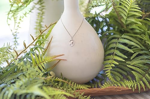 Heartland Store Women's Sterling Silver Oval Saint Agatha Pendant + 18 Inch Rhodium Plated Chain & Clasp