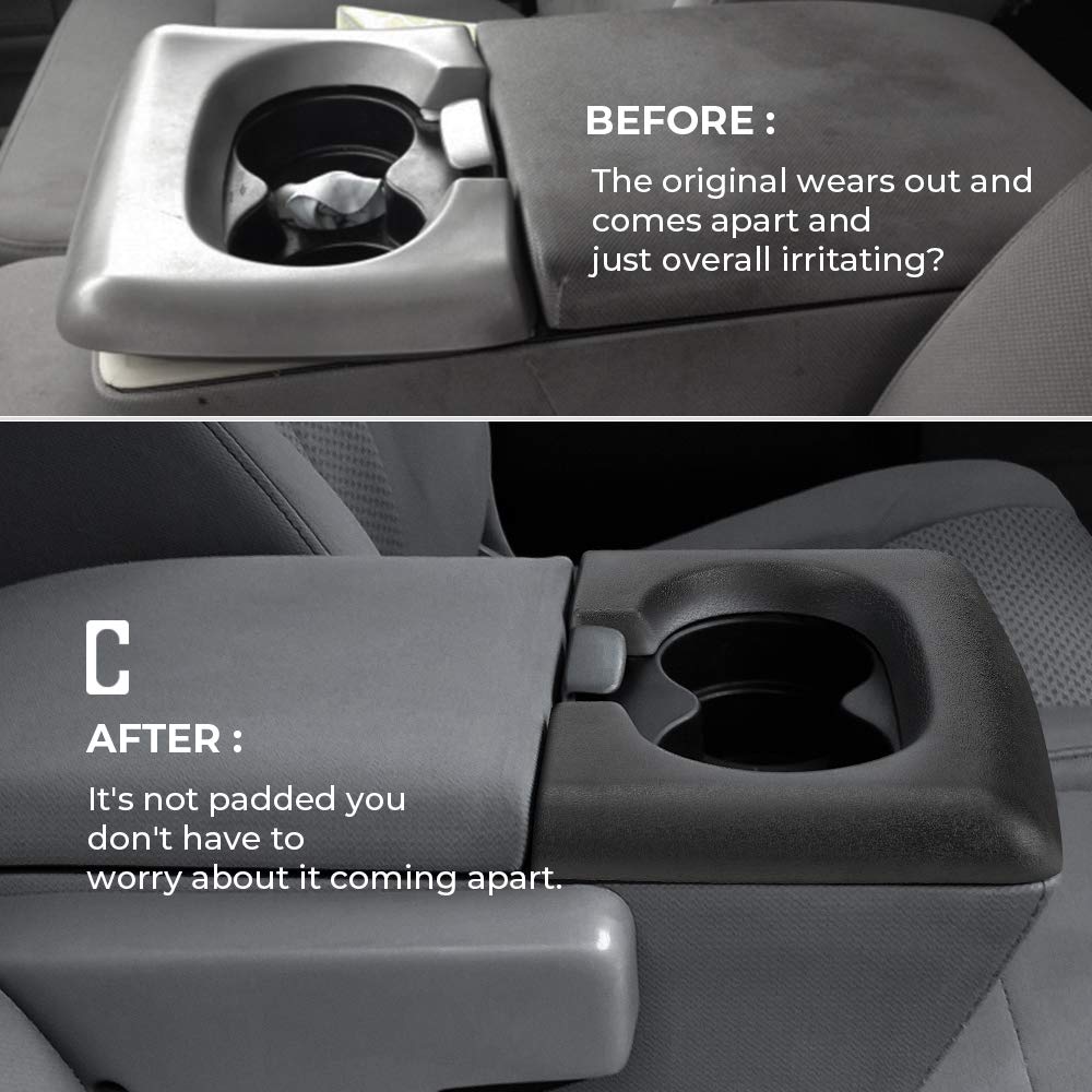 JoyTutus Center Console Cup Holder Replacement Pad Fits F150, Bench Seat Center Console Parts Replacement (Black)