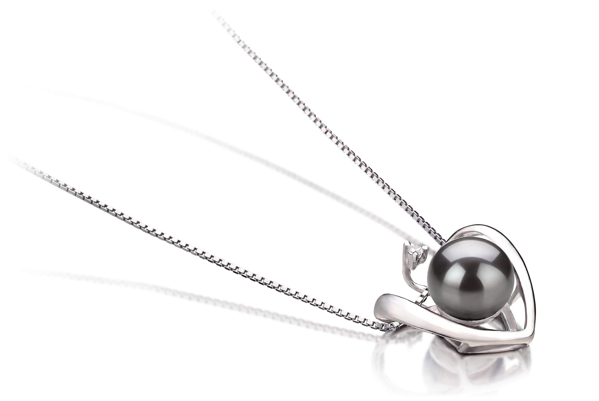 Heart Black 9-10mm AA Quality Freshwater 925 Sterling Silver Cultured Pearl Pendant For Women