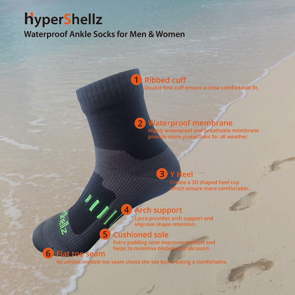 HyperShellz Waterproof Socks for Men & Women Ankle Length (Black-Yellow, Large)