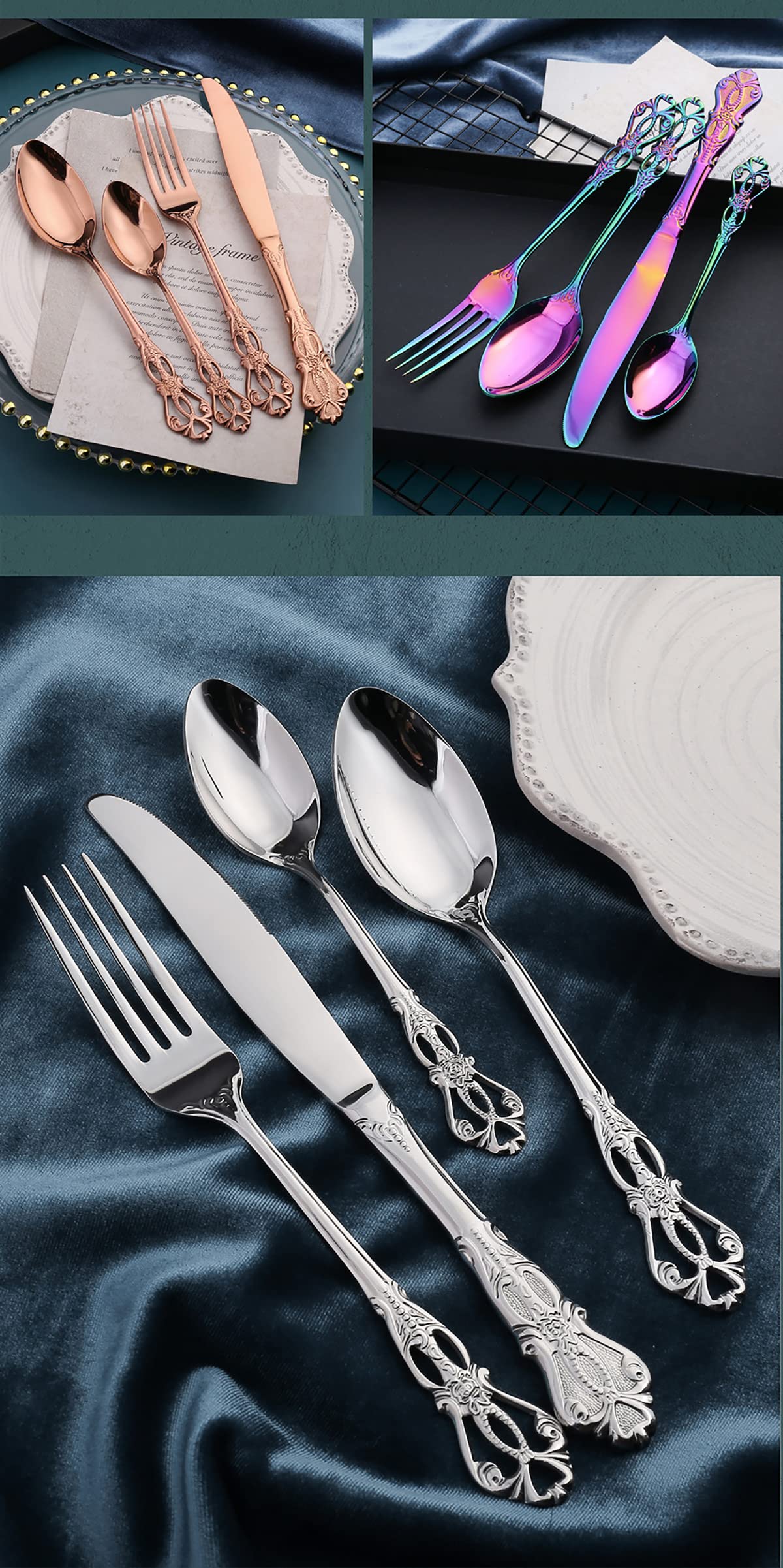 IKXO 35 Piece Silverware Set ,Stainless Steel Silverware Set, Modern Sleek Flatware Set, Include Knife Fork Spoon Long Teaspoon Salad Fork Mirror-Polished Dishwasher Safe Cutlery