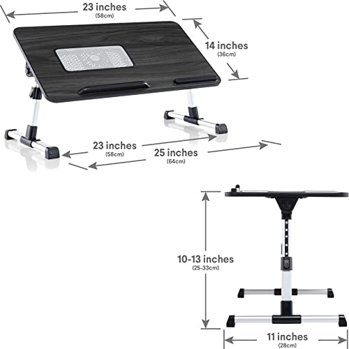 Husband Pillow Combo - Backrest Pillow with Arms : Medium Rodeo Blue & Lap Desk Bed Tray : XXL Grey - Aspen Memory Foam Reading Pillows for Bed w/Removable Neck Roll & Laptop Bed Tray Table