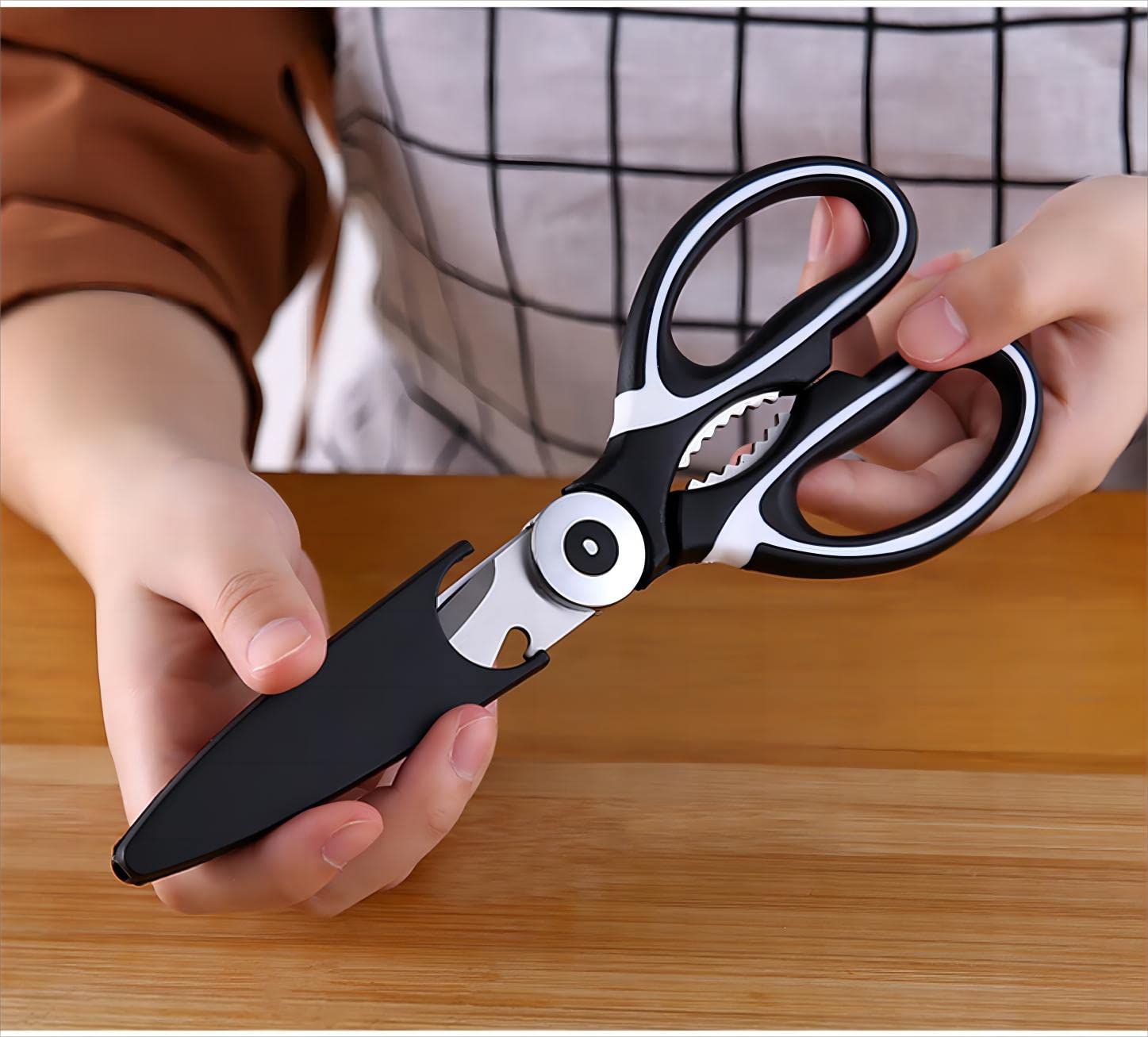 Kitchen Scissors,Kitchen Shears,Poultry Shears,Heavy Duty Cooking Scissors, Multi-Purpose Kitchen Shears with Cover for Poultry, Meat, Herb Cutting, Stainless Steel
