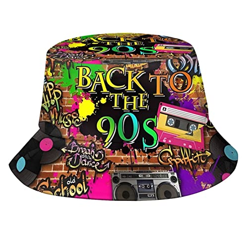 LVGOOKI Funny Retro 80s 90's Style Design Summer Unisex Reversible Print Bucket Hat