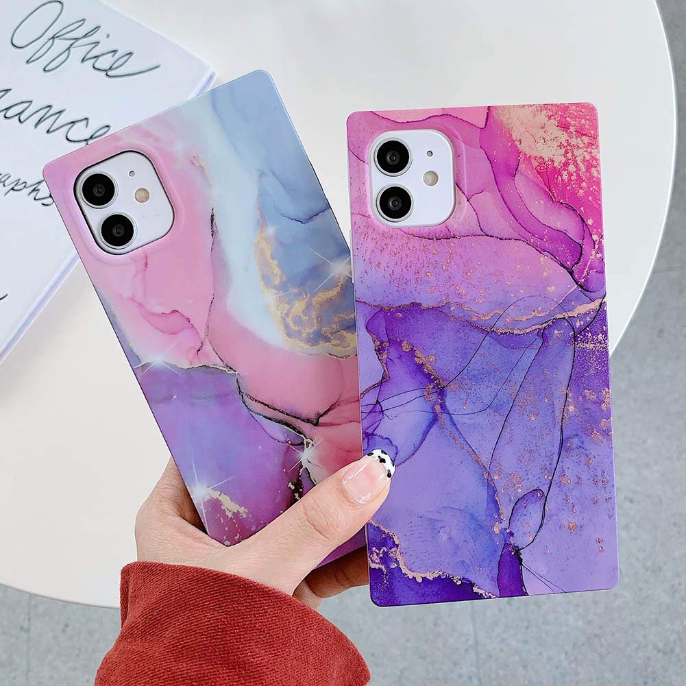 KERZZIL Square Marble Compatible with iPhone 11 Case,Slim Elegant Matte Soft TPU Silicone Gel Shockproof Protective and Durable Cases Cover for Apple iPhone 11 6.1-inch(Purple)