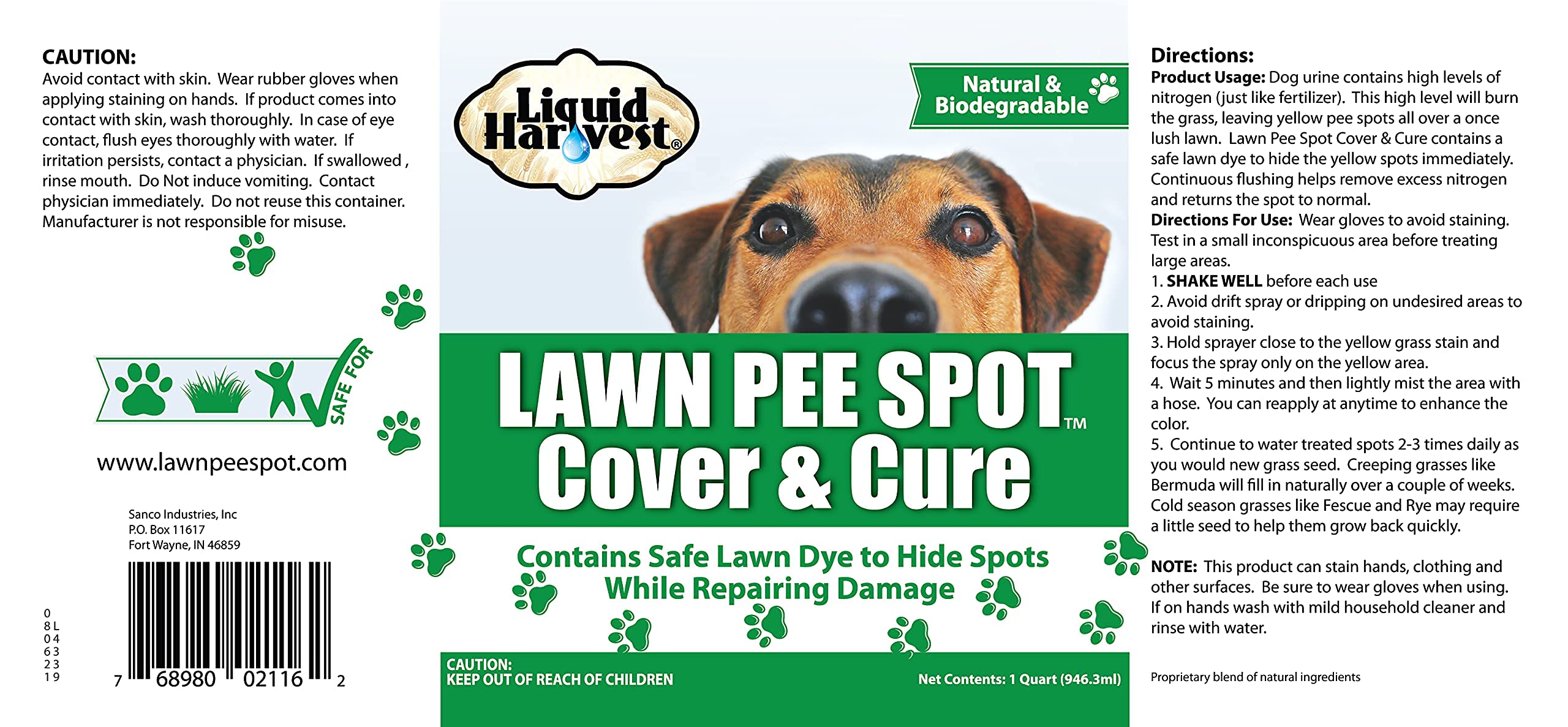 Liquid Harvest Lawn Pee Spot Cover & Cure β Ready to Use 32 Ounces β Cover & Cure Brown Spots Caused by Canines