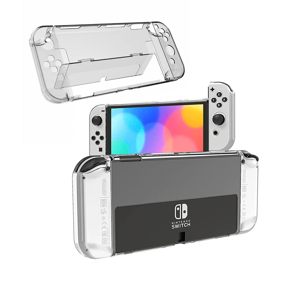 LNtech 5 in 1 Dockable Crystal Clear Cover Case Compatible with Nintendo Switch OLED Model 2021 and Joy-Con Controller