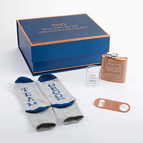 Kate Aspen Navy & Copper Will Kit Groomsman Gift, One Size, Brown