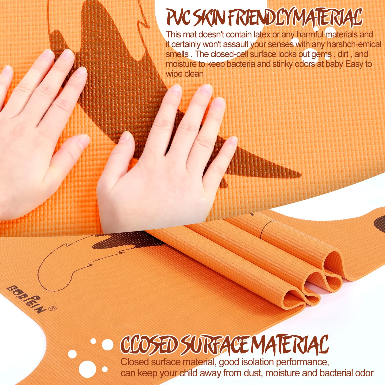 Kids Yoga Mat, Non Slip Playmat Excercise Mats 5mm Thick, Unique Fox Design Yoga Mats, Multi Purposed Mats