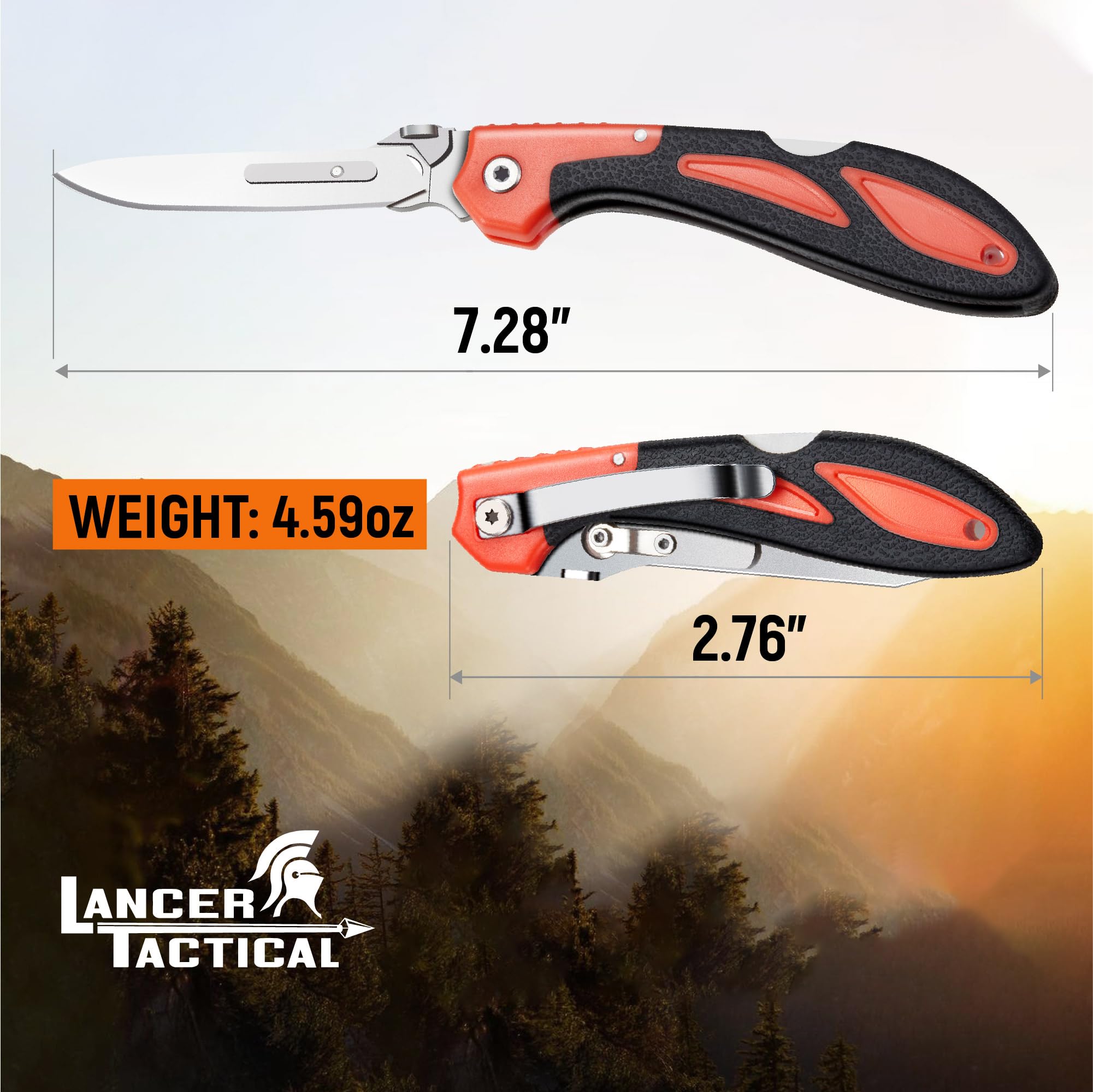 Lancergear Hunting Knife Skinning Knife Pocket Foldable with 15 Extra Replaceable Sharp Blades, Safe and Fast Disassembly in 1 Second with Single Hand for Outdoor Hunting Survival Camping