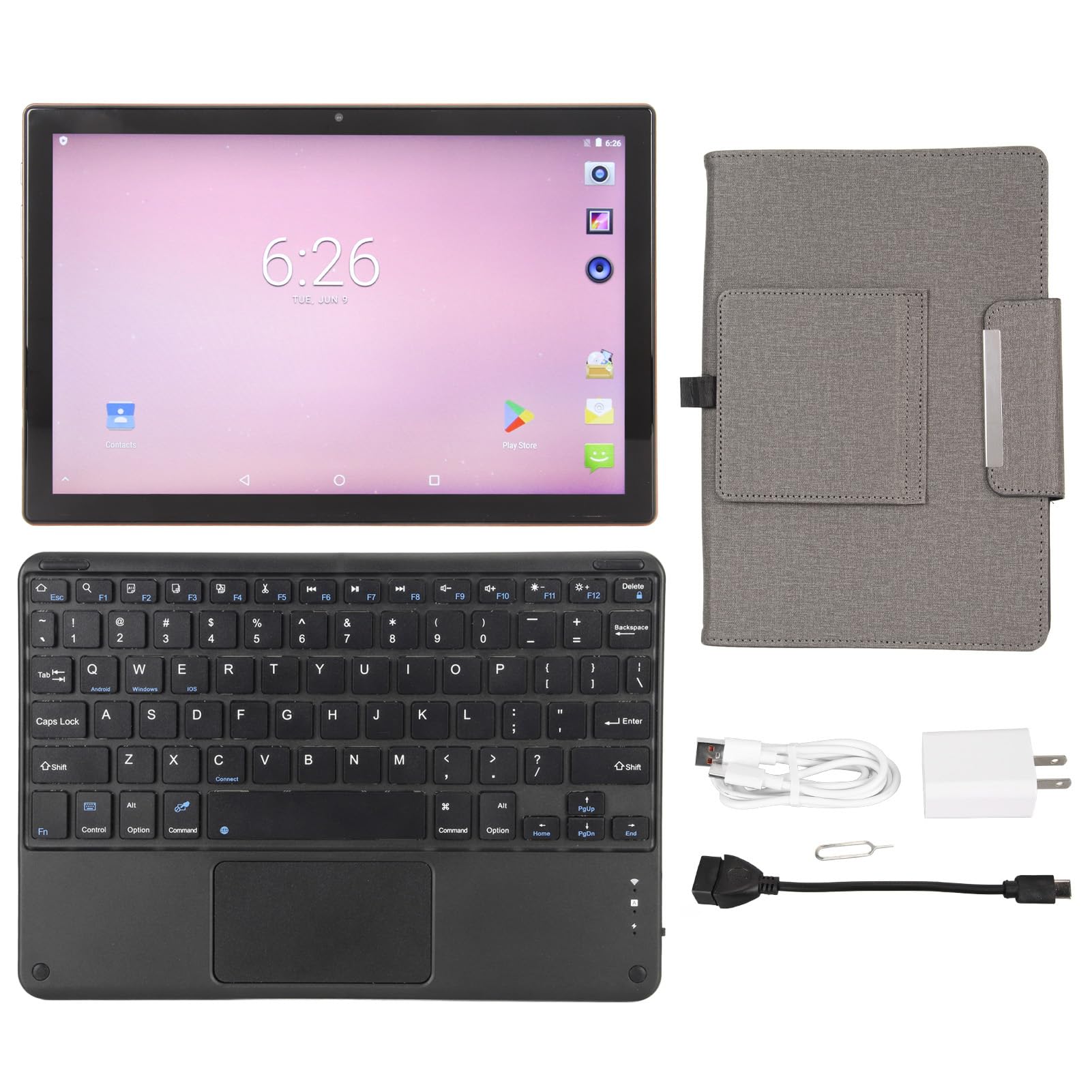 jerss 2 in 1 10.1 Inch Tablet, Support GPS 2 in 1 Portable Tablet 5G WiFi 100-240V 8 Core CPU 8G 256G for Android 12 for Daily Life (US Plug)