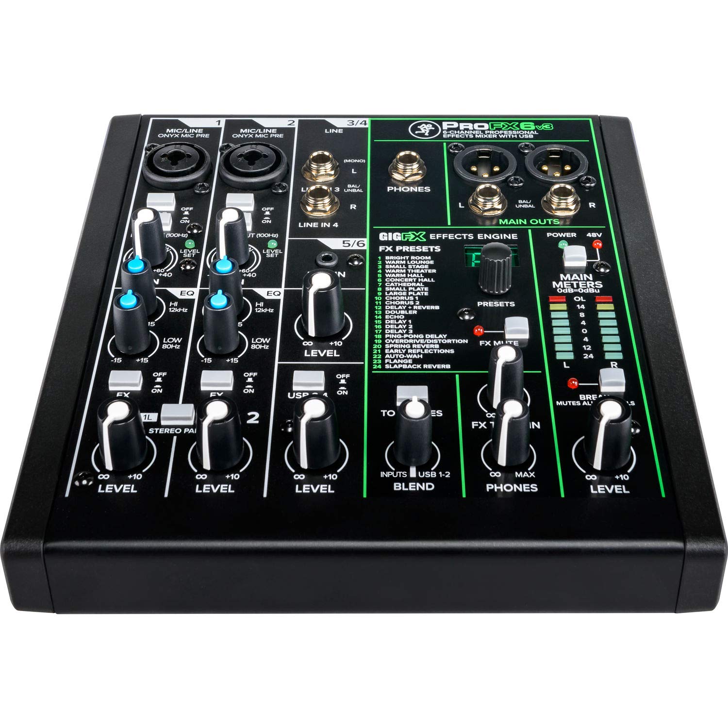 Mackie ProFX6v3 6-Channel Unpowered Built-In FX Mixer USB Bundle with Waveform OEM DAW, 2x Mophead 10-Foot TRS Cable, 2x 10-Foot XLR Cable, 1/4" to 3.5mm TS Cable, 4x Cable Ties and Microfiber Cloth