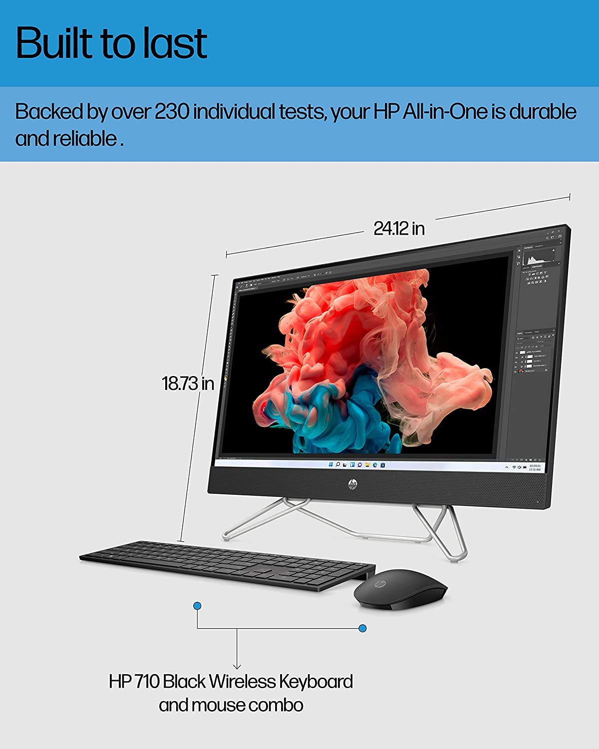 HP All-in-One Business Desktop, 27" FHD Micro-Edge Display, 12th Gen Intel Core i7-1255U, 4GB RAM, 2TB SSD, HDMI, RJ-45, Webcam, Wireless KB&Mouse, Wi-Fi 6, Windows 11 Pro