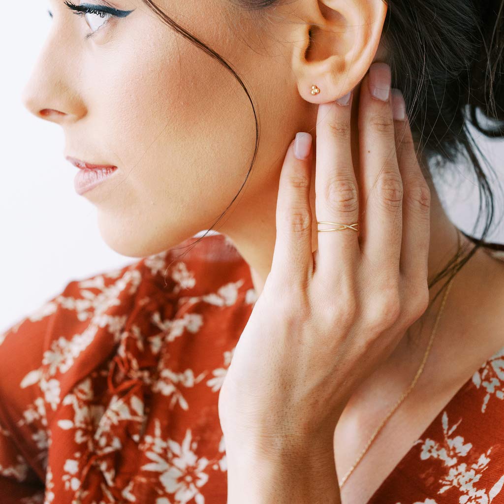 Honeycat Crossover X Ring in Gold, Rose Gold, or Silver | Minimalist, Delicate Jewelry (Gold, 6)