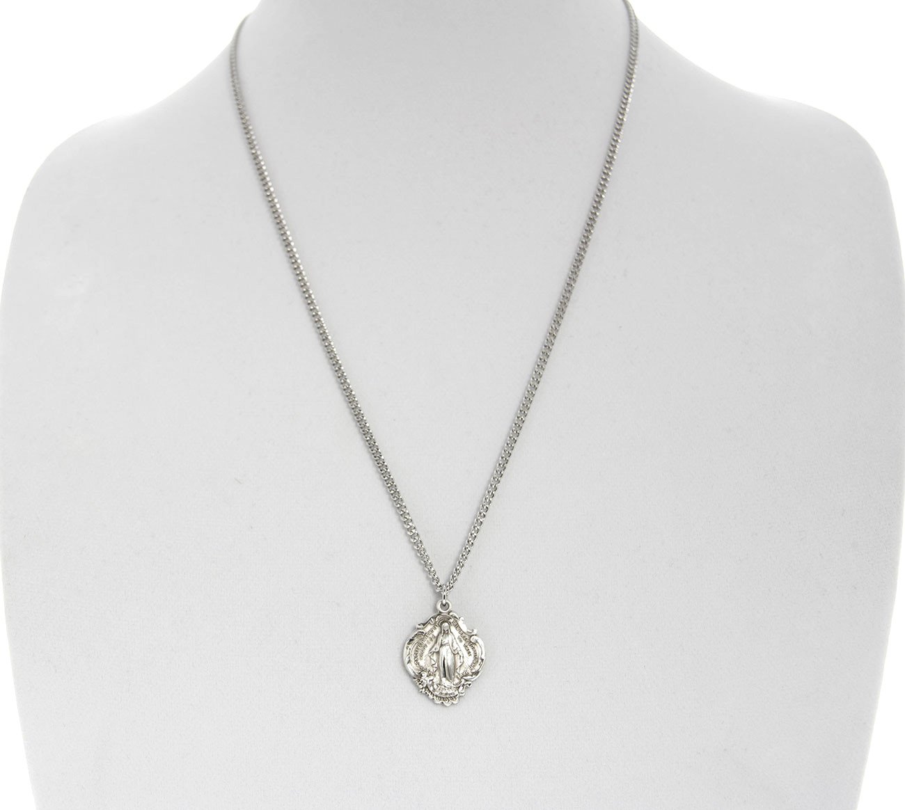 Heartland Store Hail Mary Prayer Sterling Silver Pendant + 24 Inch 2.4mm Endless Rhodium Plated Chain