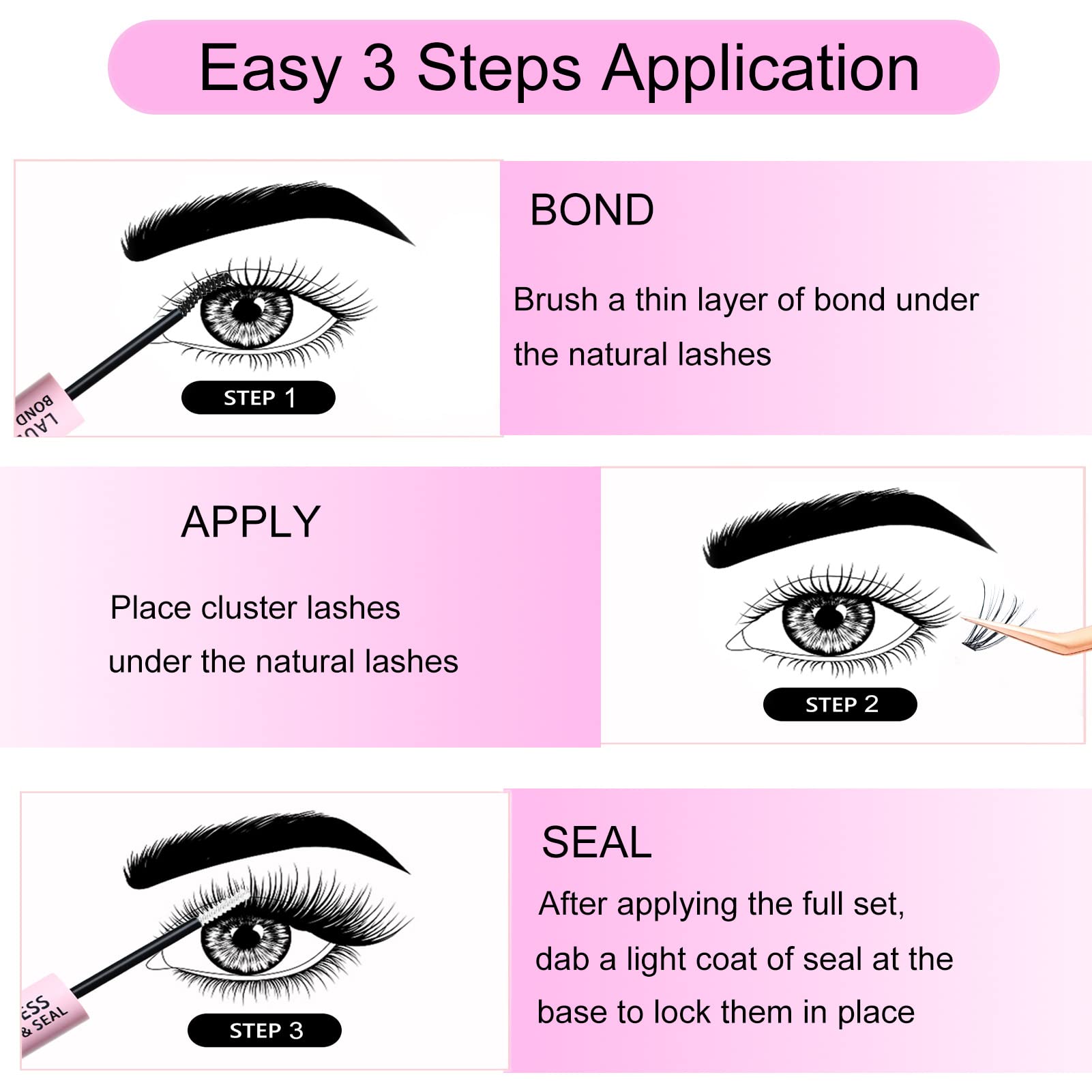 Lash Extension Kit 20D+40D Lash Clusters Kit Lash Bond and Seal Waterproof Individual Lashes Kit DIY Lash Extension Kit Lash Tweezers Eyelash Extension Kit (Set 20D+40D-0.07D-9-16Mix)