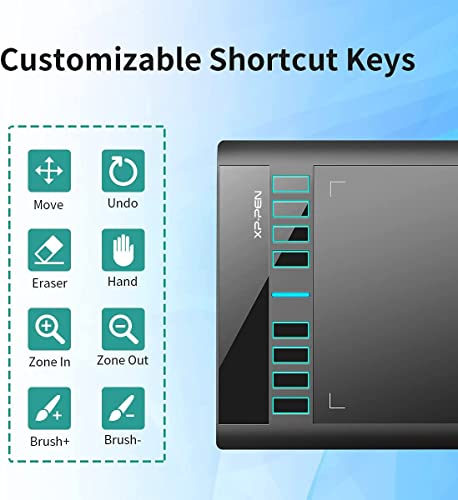 XPPen Star03 V2 Drawing Tablet Graphics Drawing Pen Tablet with 8192 Levels Pen Pressure Battery-Free Stylus Passive Pen Signature Board with 8 Hot Keys (Black)
