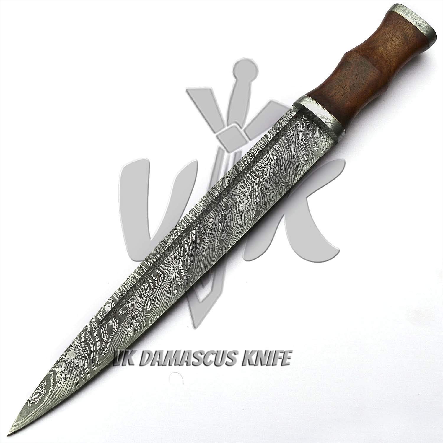 JNR Traders Damascus Steel Full Tang Fixed Blade Hunting Knife with Leather Sheath -4002