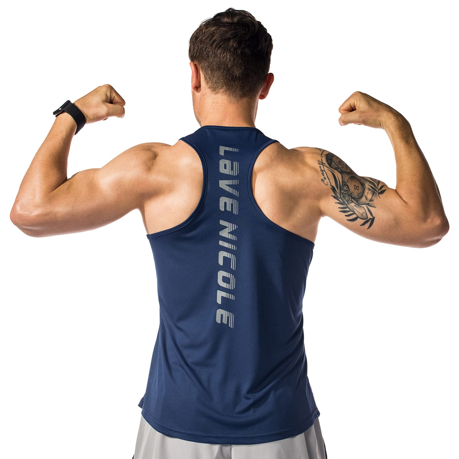 Lavenicole 5 Pack Men's Y-Back Muscle Tank Tops Quick Dry Cool Mesh Sleeveless Workout Shirts for Fitness Training Athletic (5 Colors-M)