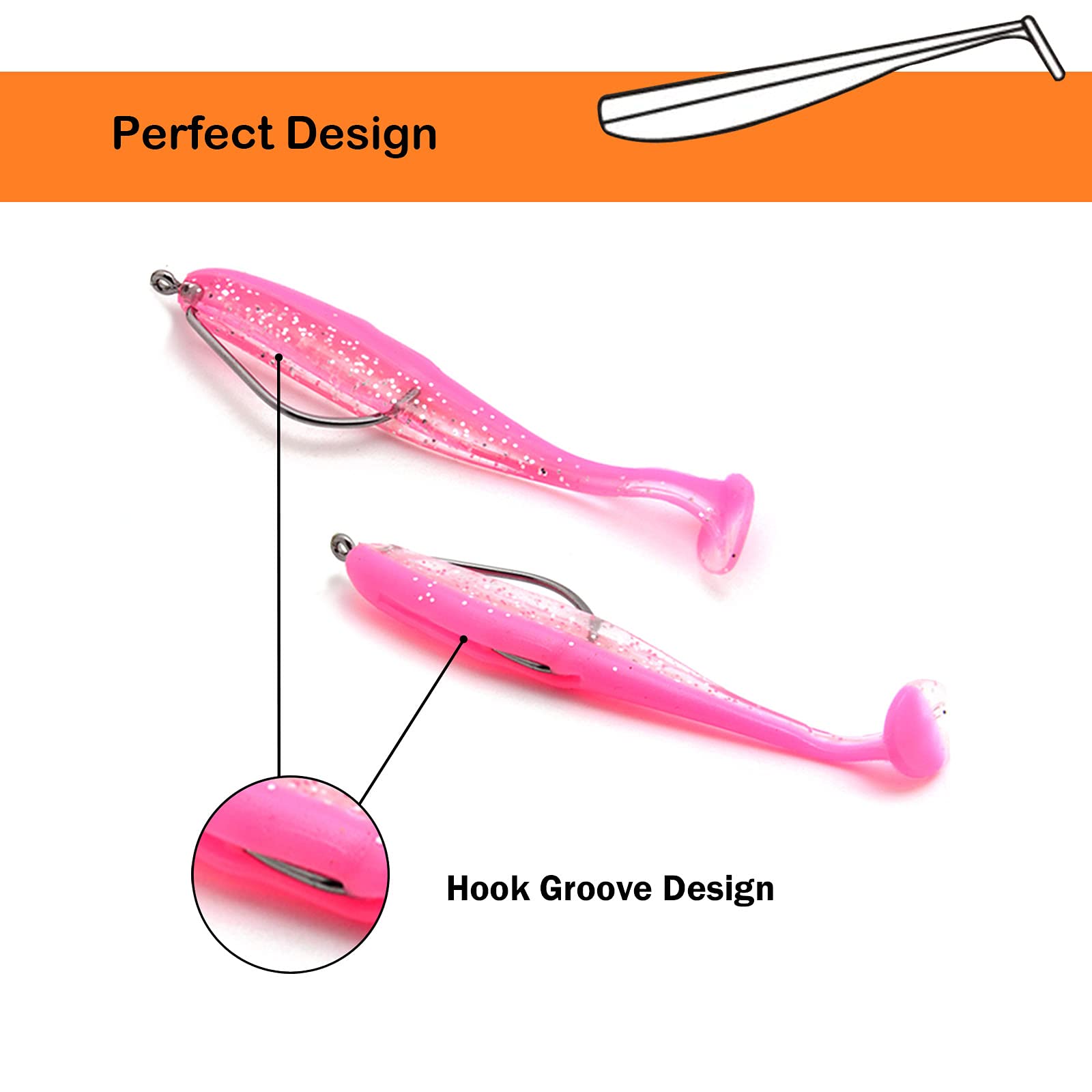 Lanmoon 100pcs Paddle Tail Swimbaits Lures, Soft Plastic Fishing Lures Kit, 2.75" Bass Fishing Bait for Freshwater and Saltwater with Box