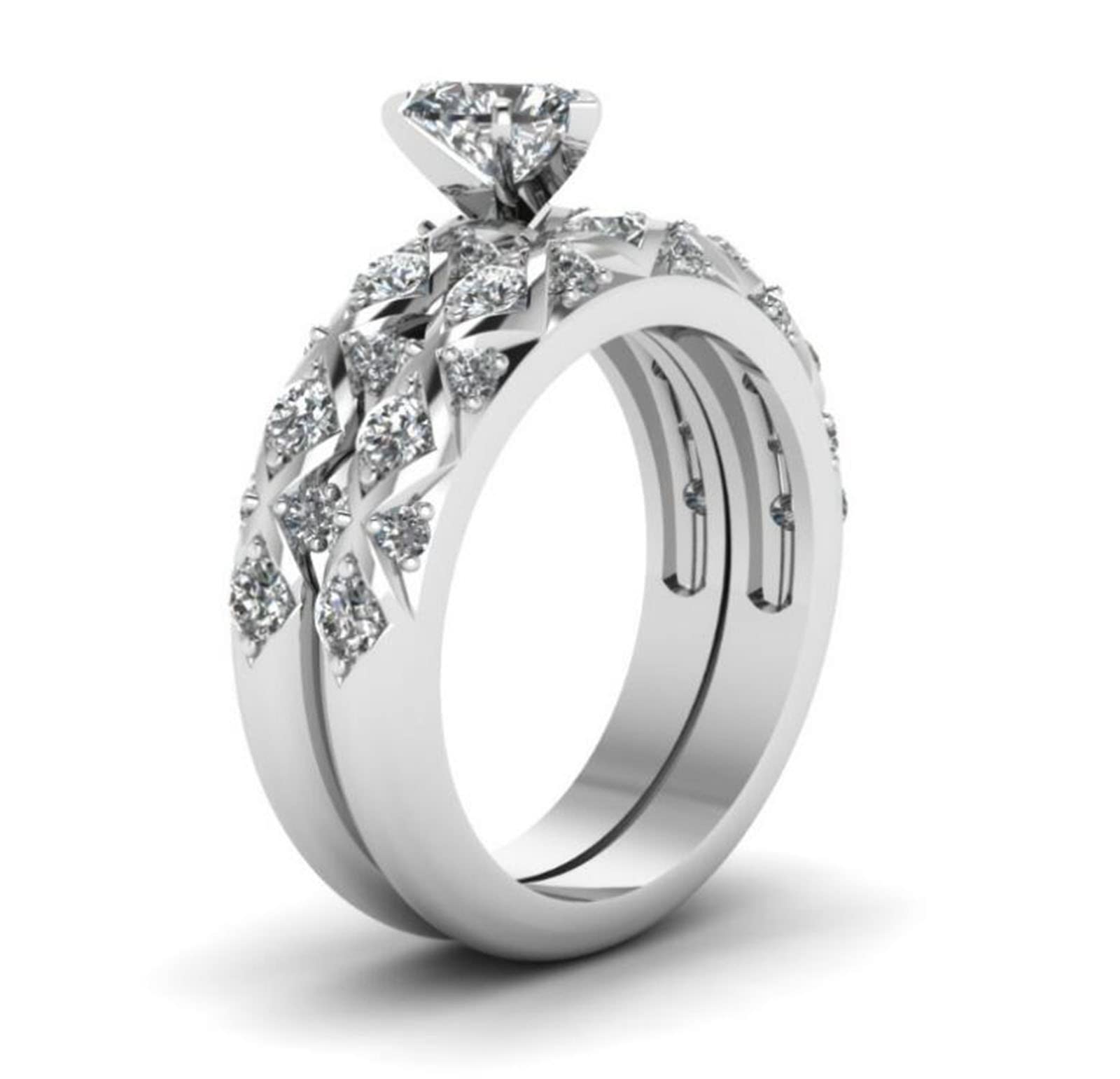 King and Queen Tungsten Rings Personalized Couples Ring Set His and Hers Cubic Zirconia Wedding Bands Anniversary Rings Sliver