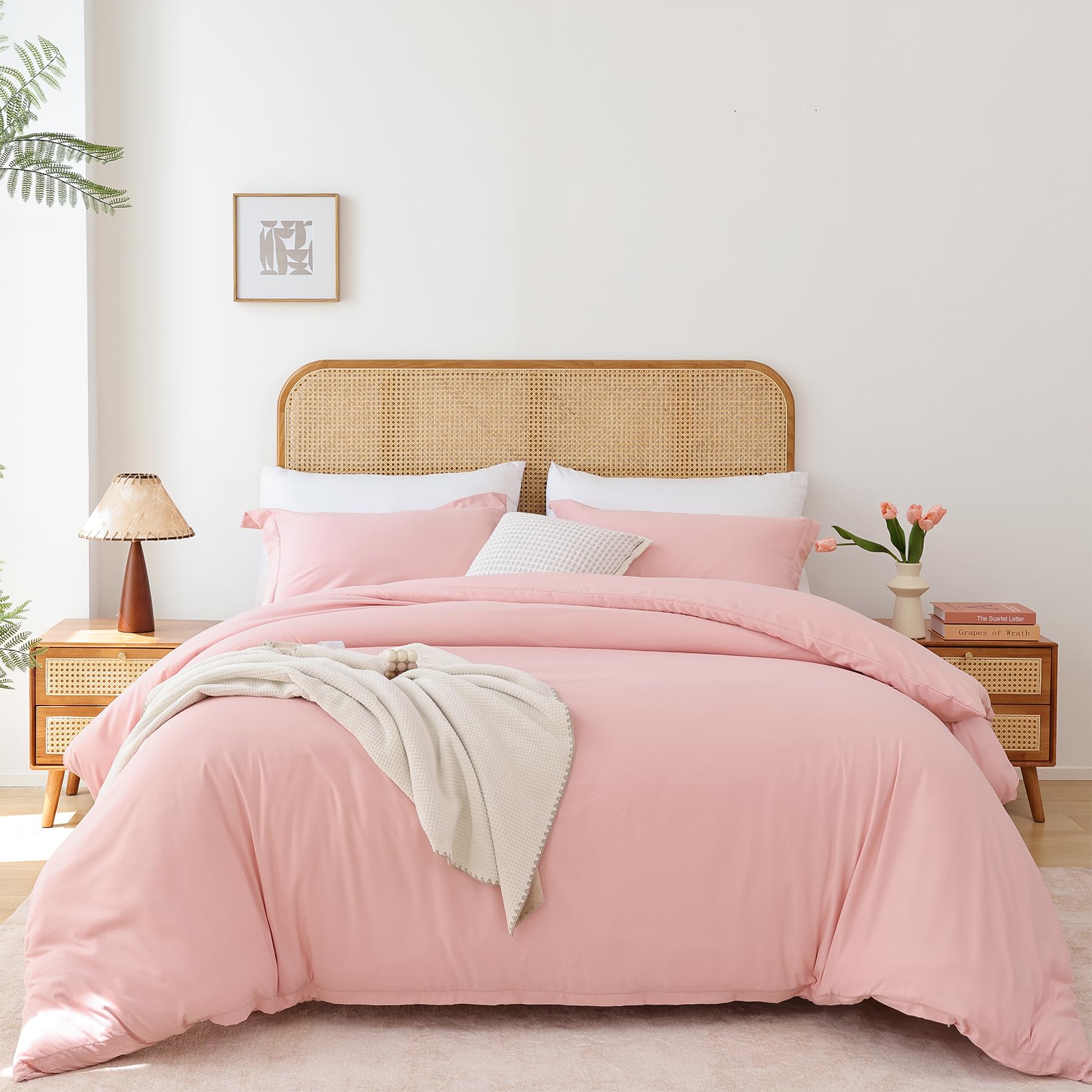 Soft Breathable Duvet Cover Twin Size - Luxury 100% Washed Duvet Cover Set, 2 Piece Bedding Set 1 Duvet Covers 68x90 Inches with Zipper Closure and 1 Pillow Shams for Twin Size Bed