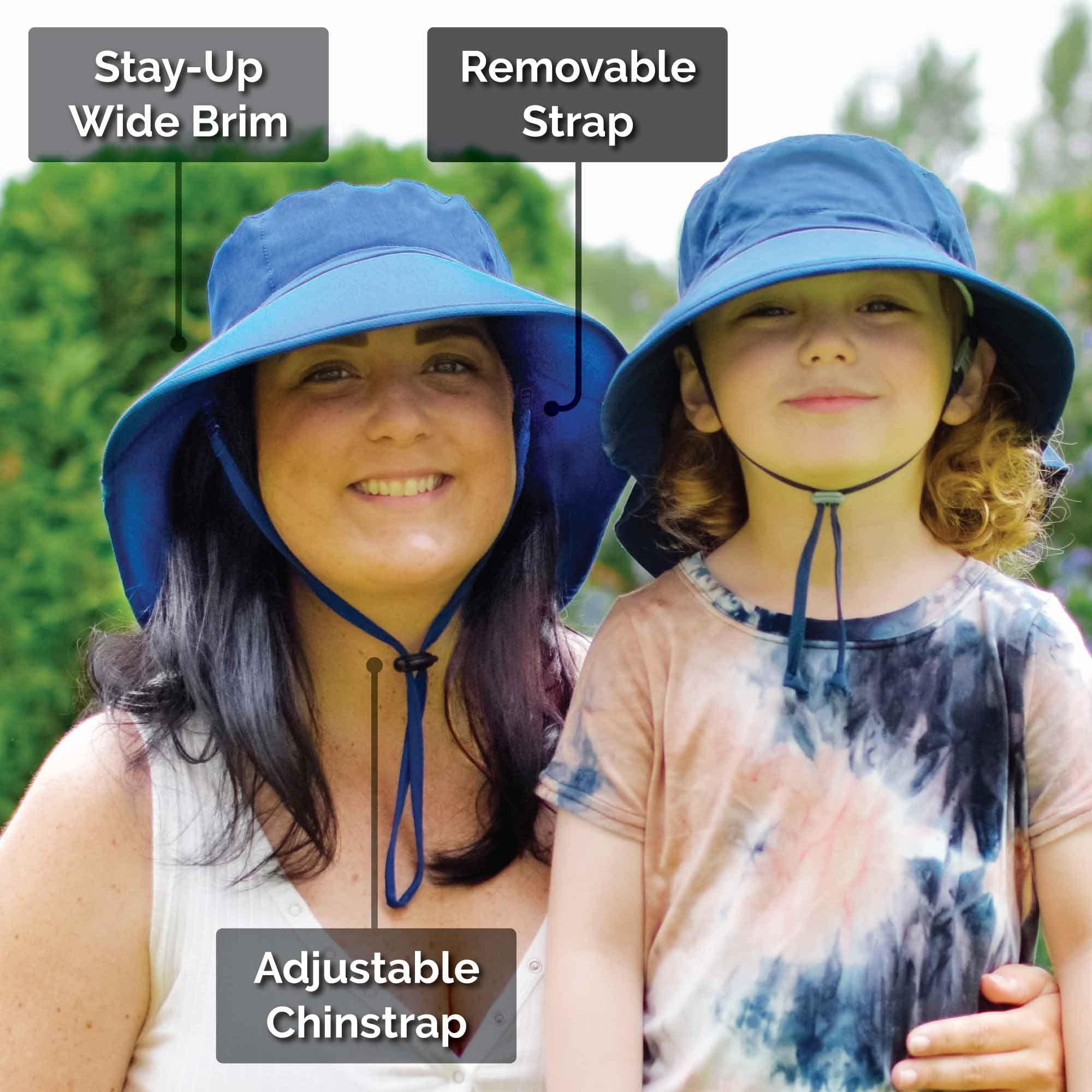 JAN & JUL Men and Women Sun Hat with Large Neck Flap and Adjustable Strap (Aqua-Dry Adventure: Black, L)