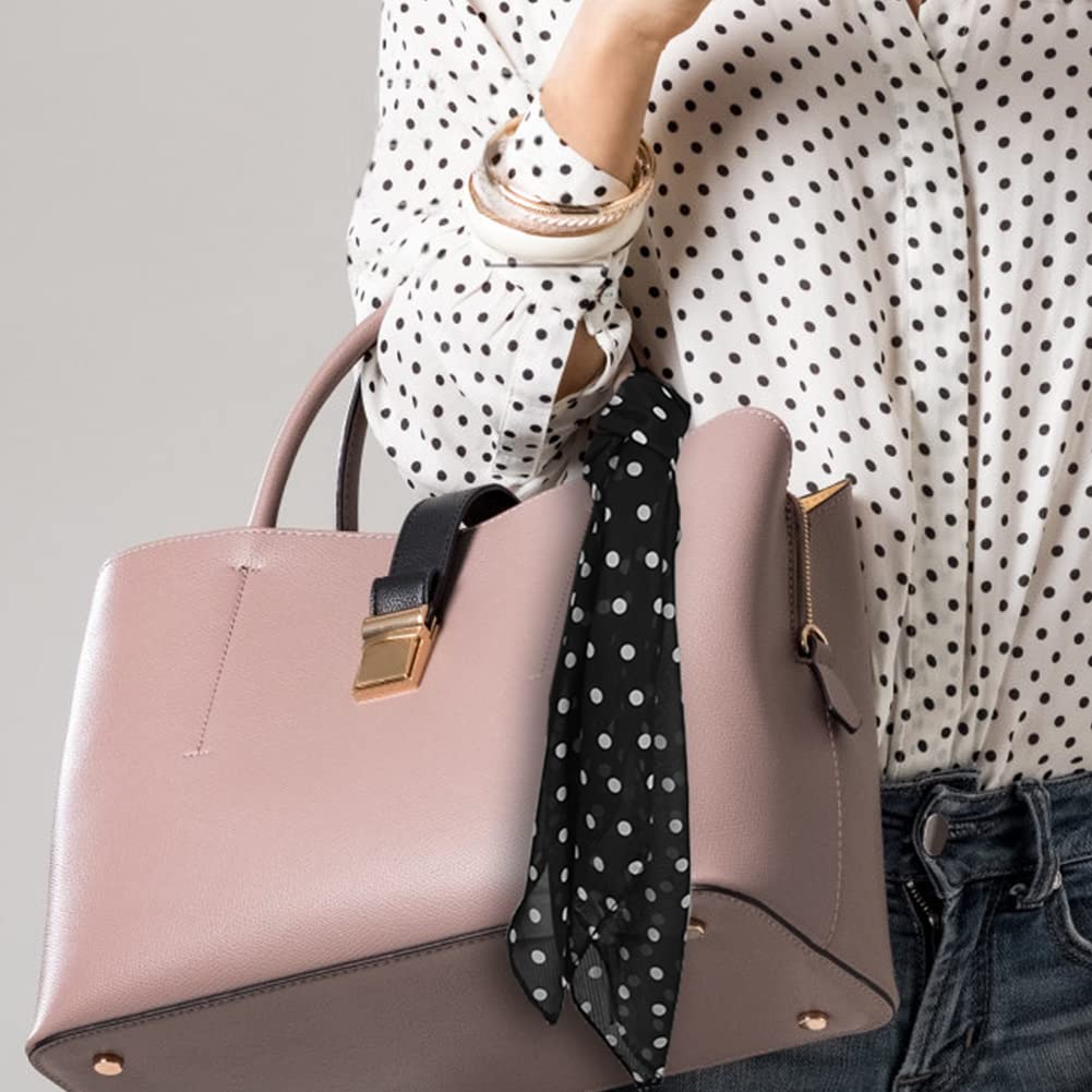 Jolbndcv 2 PCS 1950s Chiffon Scarf Dot Retro Scarf Square Vintage Neckerchief Head Scarf for Women Black&White, Large