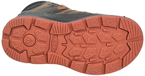 KEEN Redwood Mid Height Leather Waterproof Insulated Hiking Boots, Coffee Bean/Picante, 1 US Unisex Big Kid