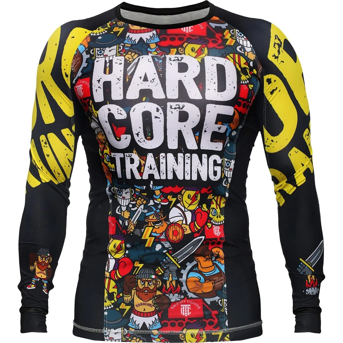 Hardcore Training Koi Men’s Rash Guard Compression Long Sleeve MMA No-Gi Tight BJJ Grappling Base Layer Fitness White