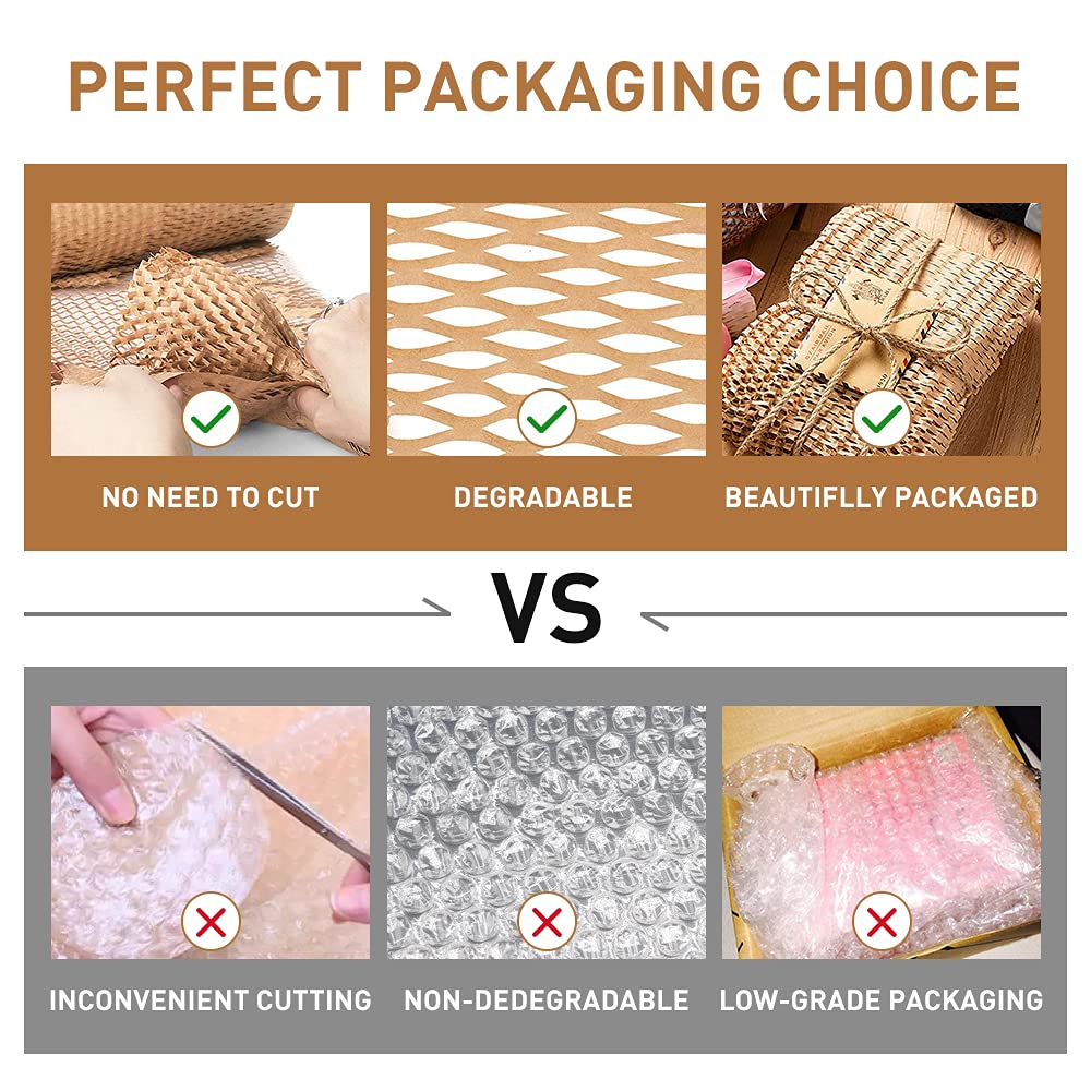 Honeycomb Cushioning Wrap Paper,Eco-Friendly Black Perforated Packing Roll 15" X 98' Biodegradable & Fully Recyclable for Packing & Moving Void Fill Paper (Black, 15" X 98')