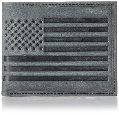 Lucky Brand Men's Bifold Wallet (Available in Cotton Canvas, Flag Embossed Leather-Black, One Size