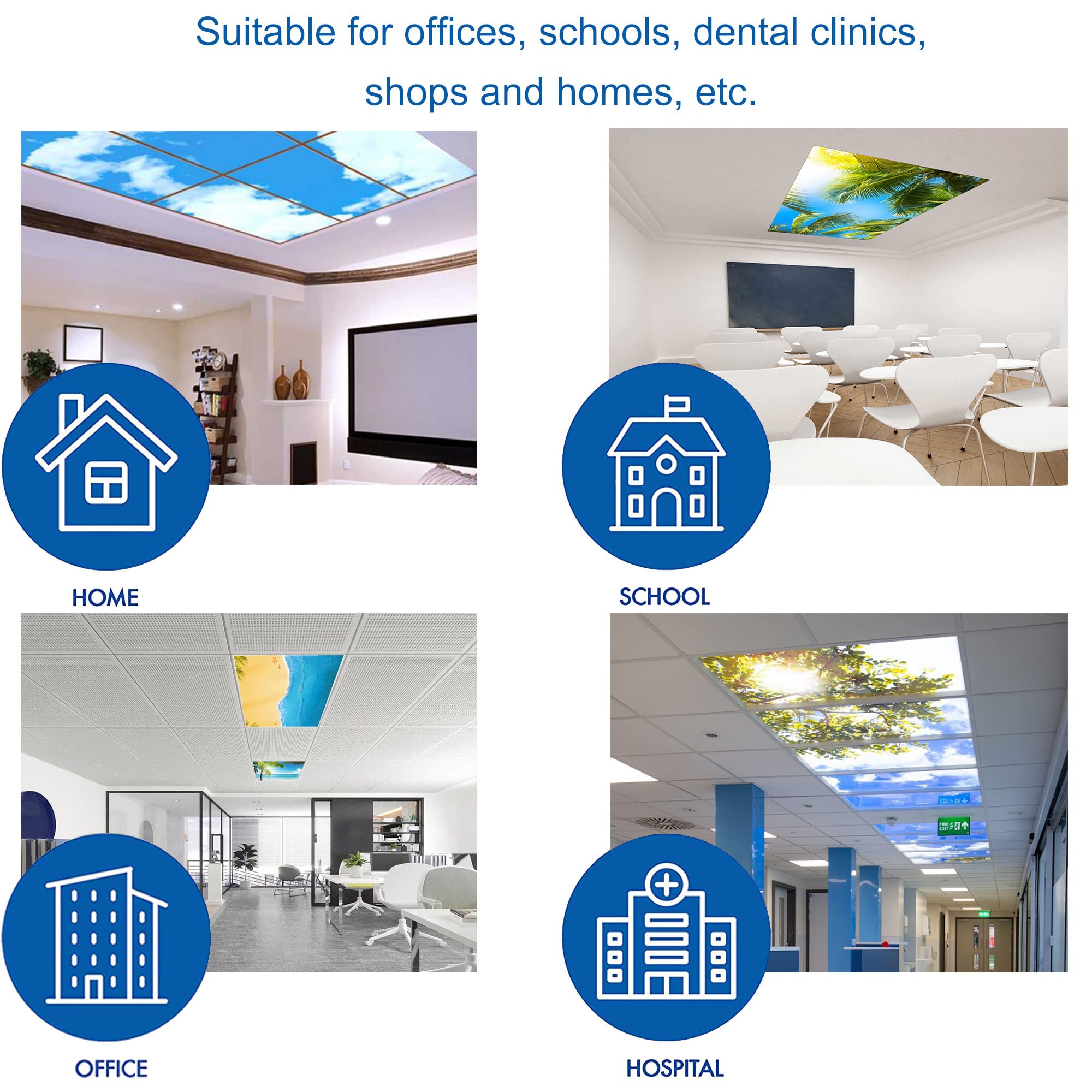 LANQiAO Fluorescent Light Covers for Classroom Kitchen Office Decorations-Nebula Galaxy-Eliminate Harsh Glare and Headaches-Easy to Install Ceiling Light Covers-2'x4'