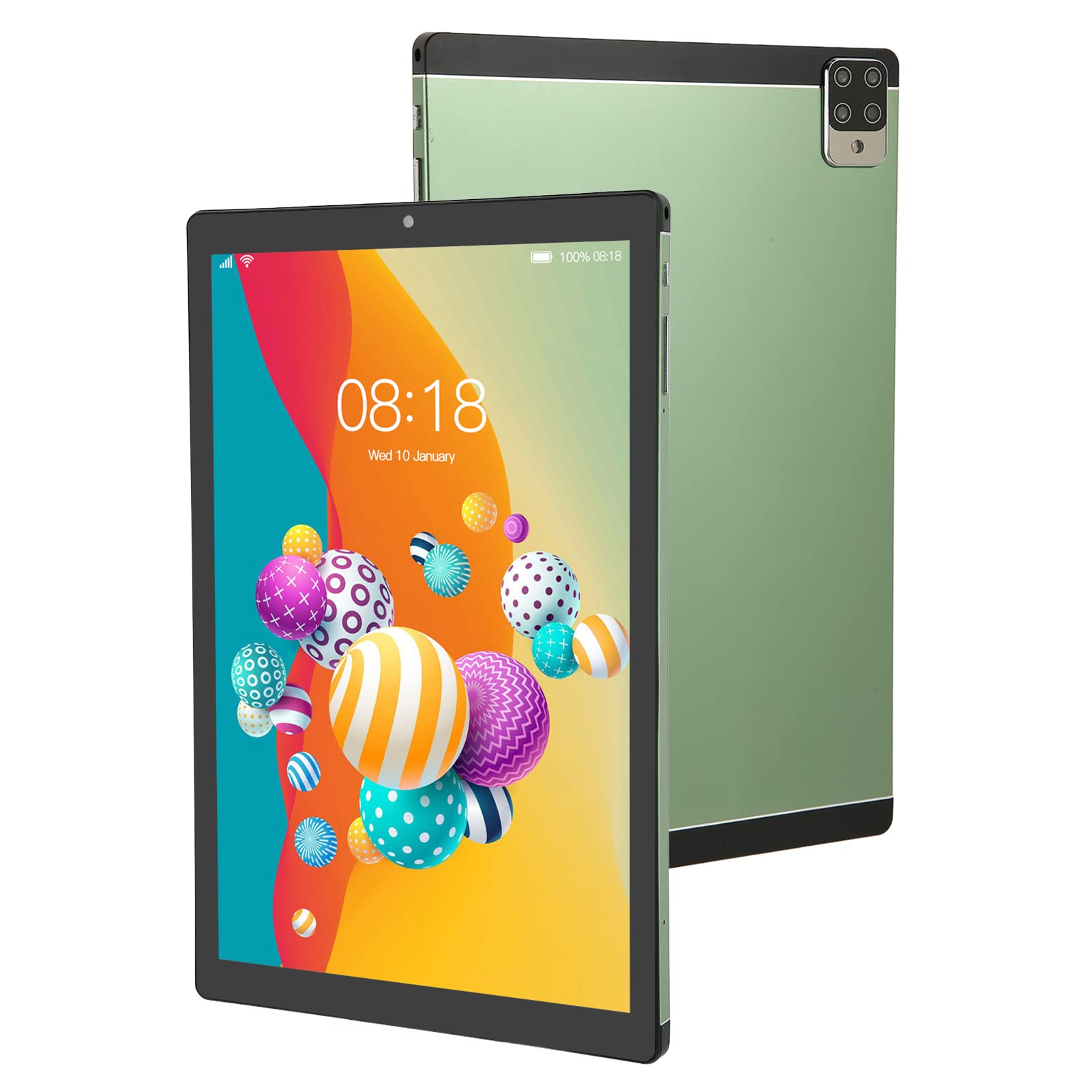 KIMISS 10.1in Tablet for Android 12 5G 6GB 128GB Front 200w Rear 500w 1960x1080 IPS 10 Core 8800mAh Calling Tablet 100‑240V Green