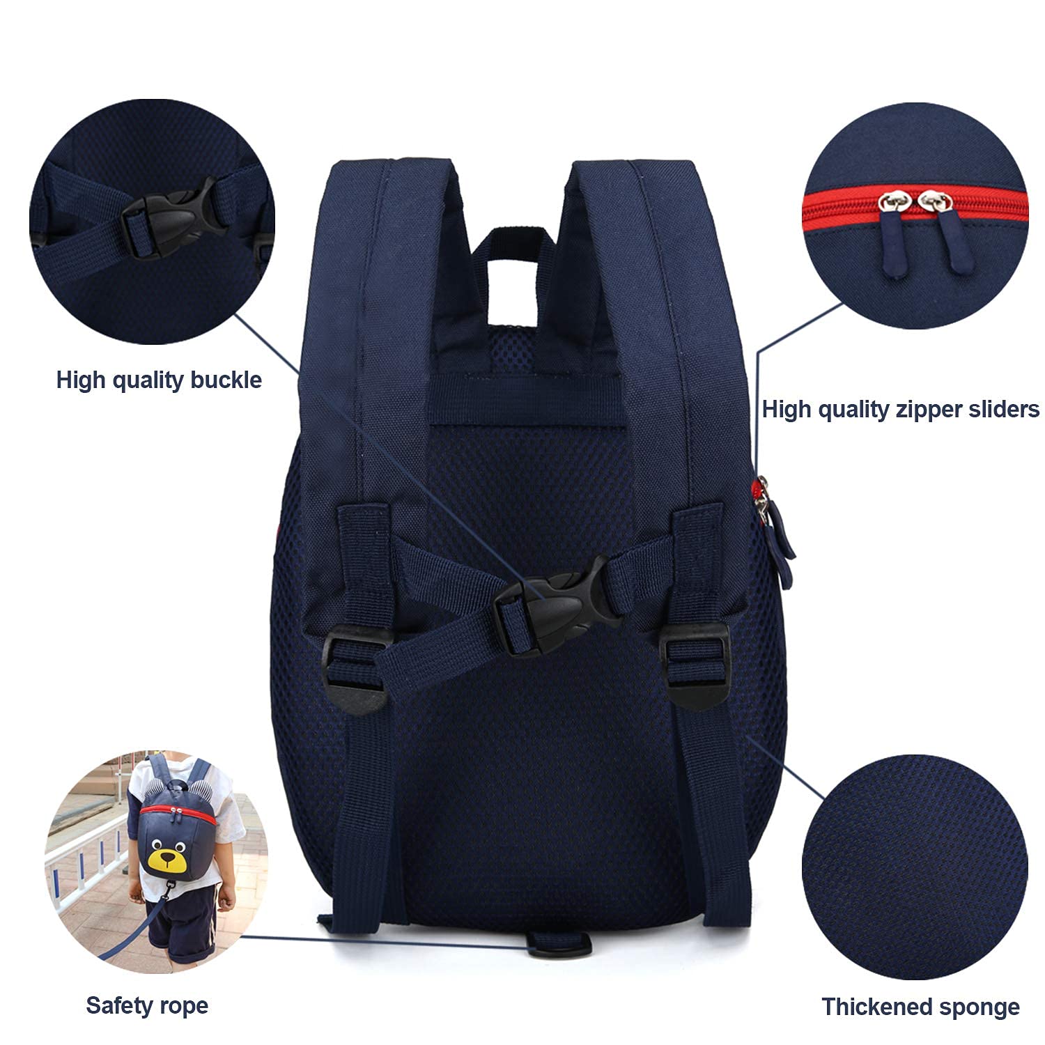 HWJIANFENG Kids Toddler Backpack Leash Boys Girls Lunchbox Preschool Bag