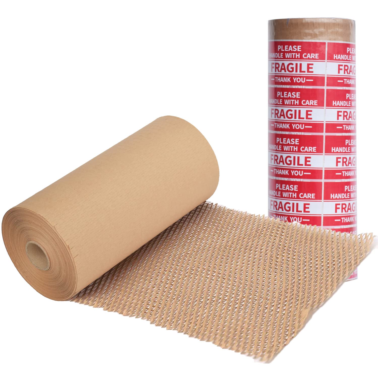 Honeycomb Packing Paper for Moving 15βx400β Honeycomb Cushioning Wrap Paper .Recyclable Biodegradable Honeycomb Packing Supplies,Bubble Paper Wrapping Protective Roll 20pcs Fragile Sticker Labels