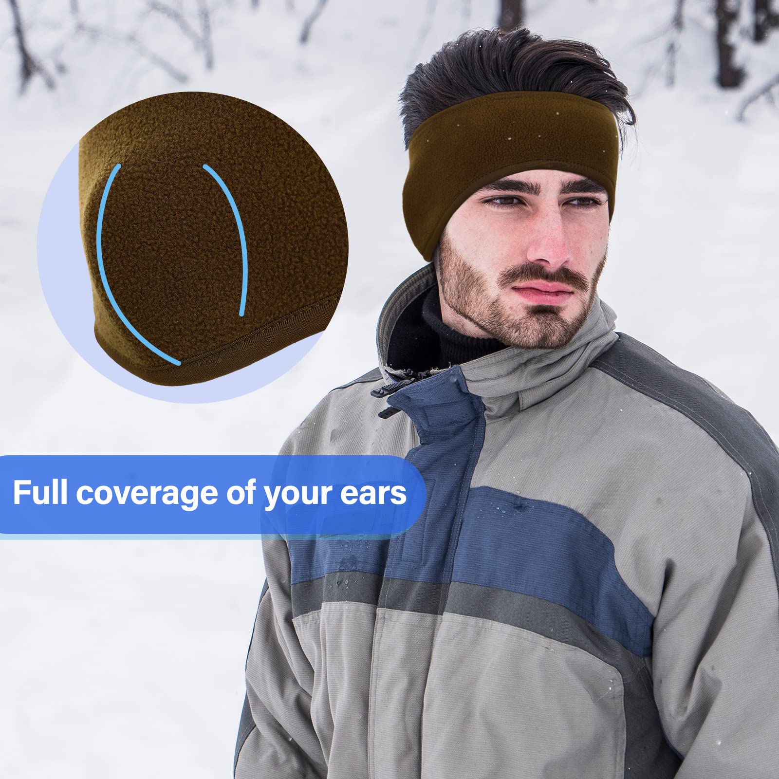Janinka 11 Pieces Ear Warmers Headband Fleece Ear Covers Winter Running Ear Muffs Headband for Cold Weather Women Men